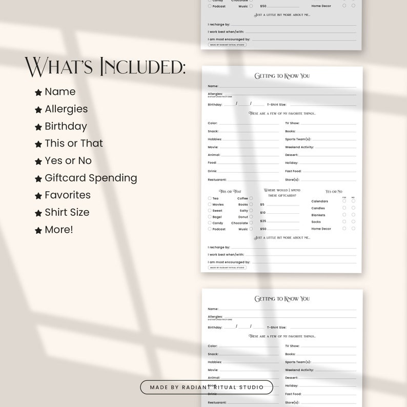 Get to Know You Worksheet, Getting to Know You Printable Coworker ...
