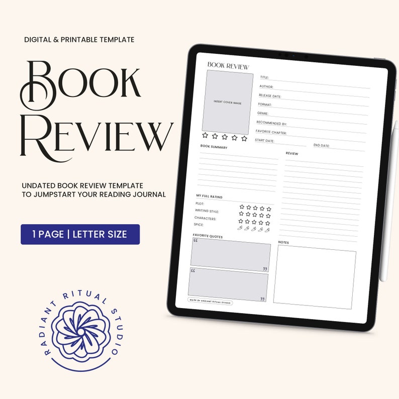 Book Review Worksheets, Book Review Template Digital, Book Review ...