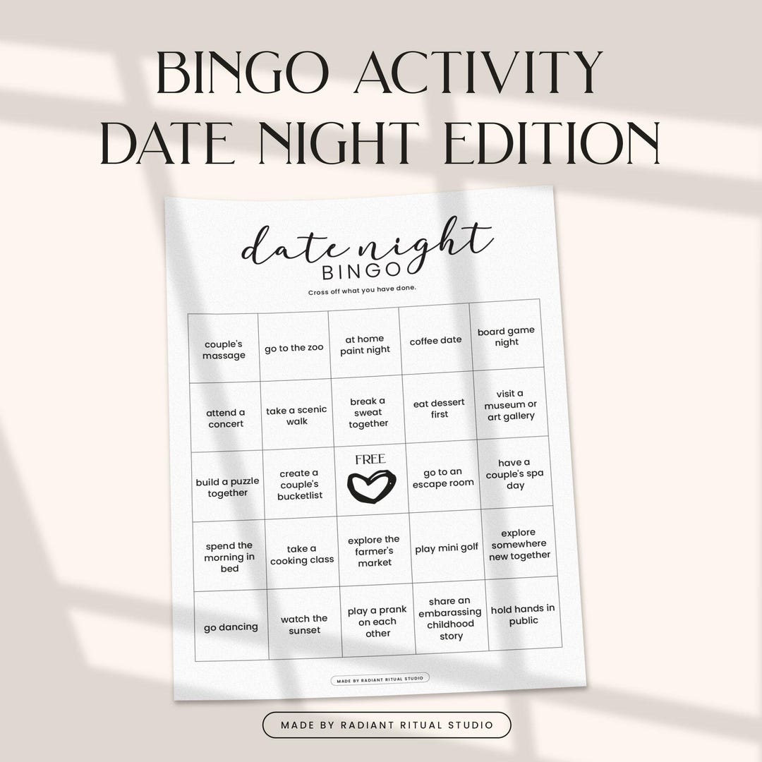 Date Night Bingo Cards: Romantic Couple's Game (printable PDF) - Etsy