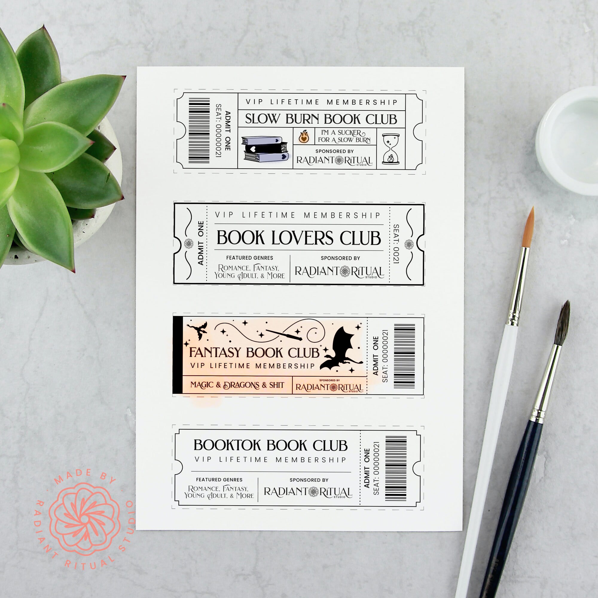 Book Lover Ticket Bookmarks: Fantasy Reader Gifts (digital Download) - Etsy