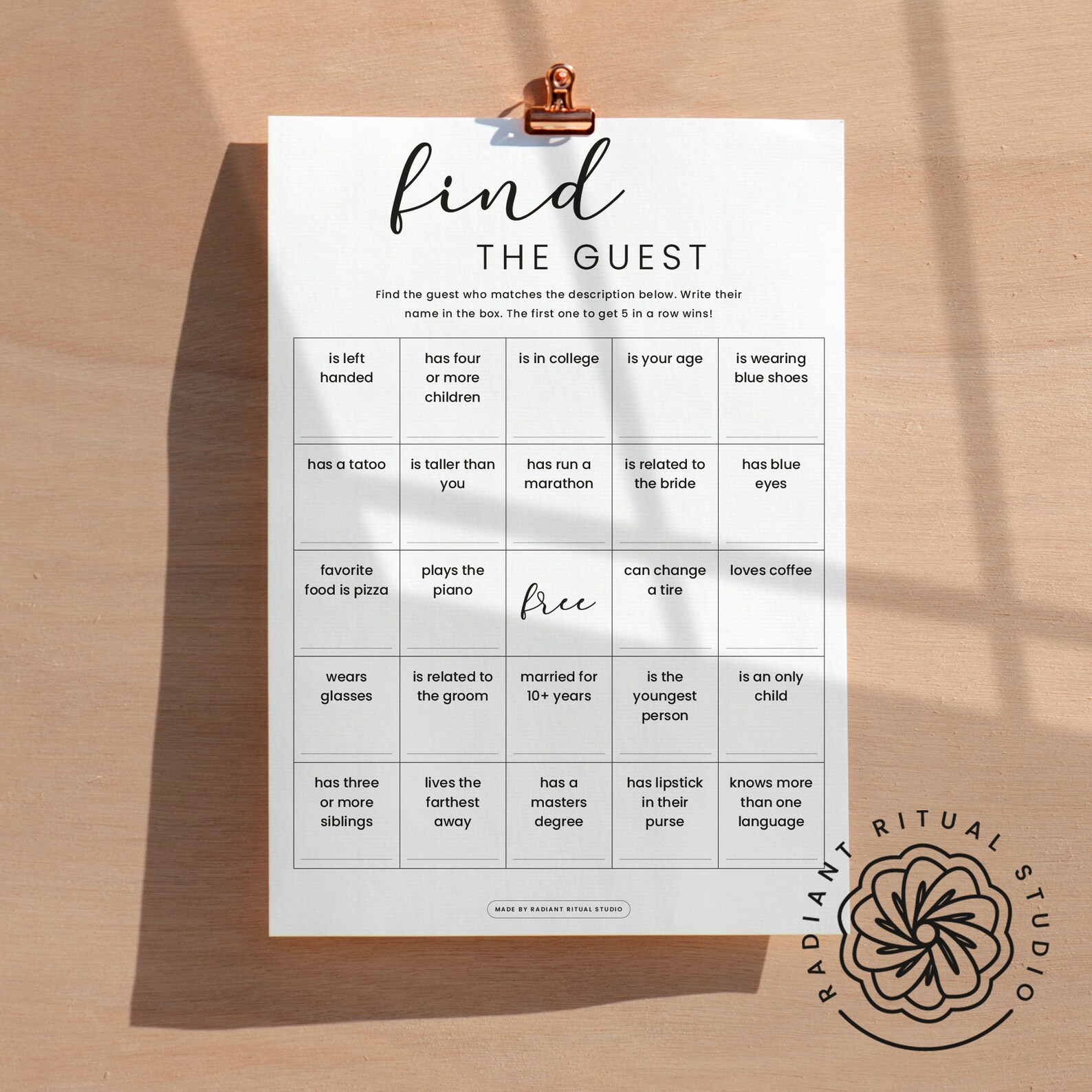 Get to Know You Bingo, Editable Template, Find the Guest Bingo, Fun ...
