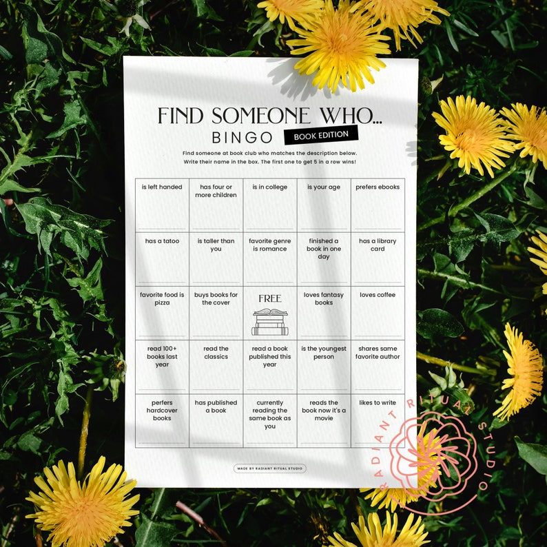 Book Club Bingo Game: Icebreaker Party Activity (digital Download) - Etsy