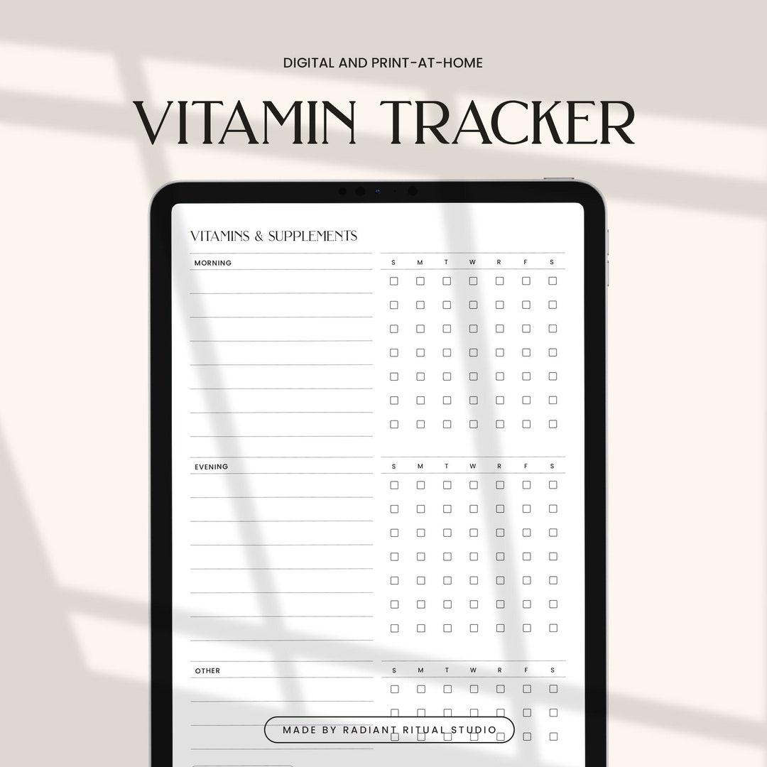 Vitamin Tracker, Supplement Tracker, Health Planner, Vitamin Checklist ...