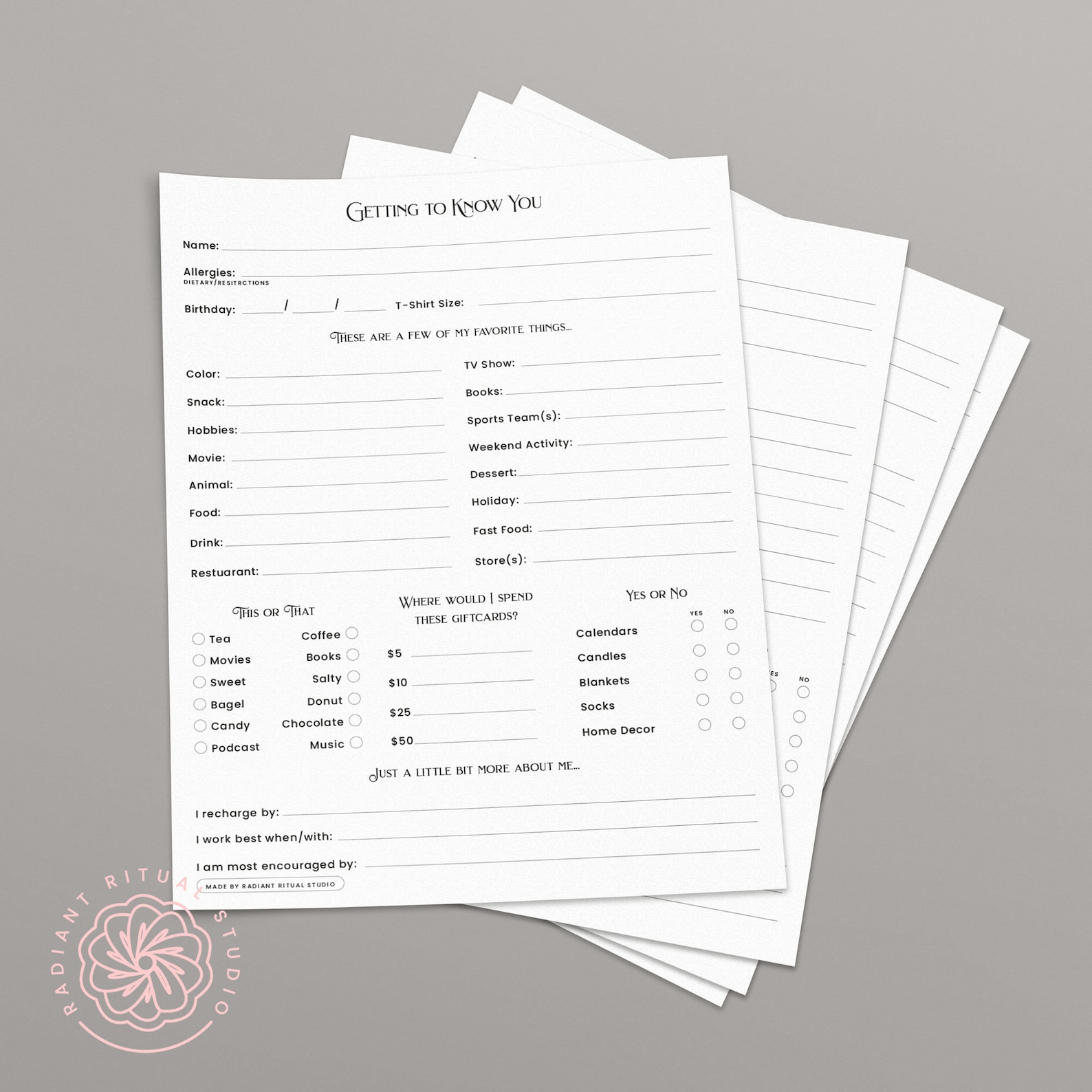 Get to Know You Worksheet, Getting to Know You Printable Coworker ...