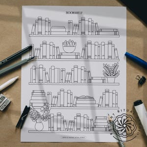 Printable Coloring Bookshelf Tracker: Reading Log (digital Download) - Etsy