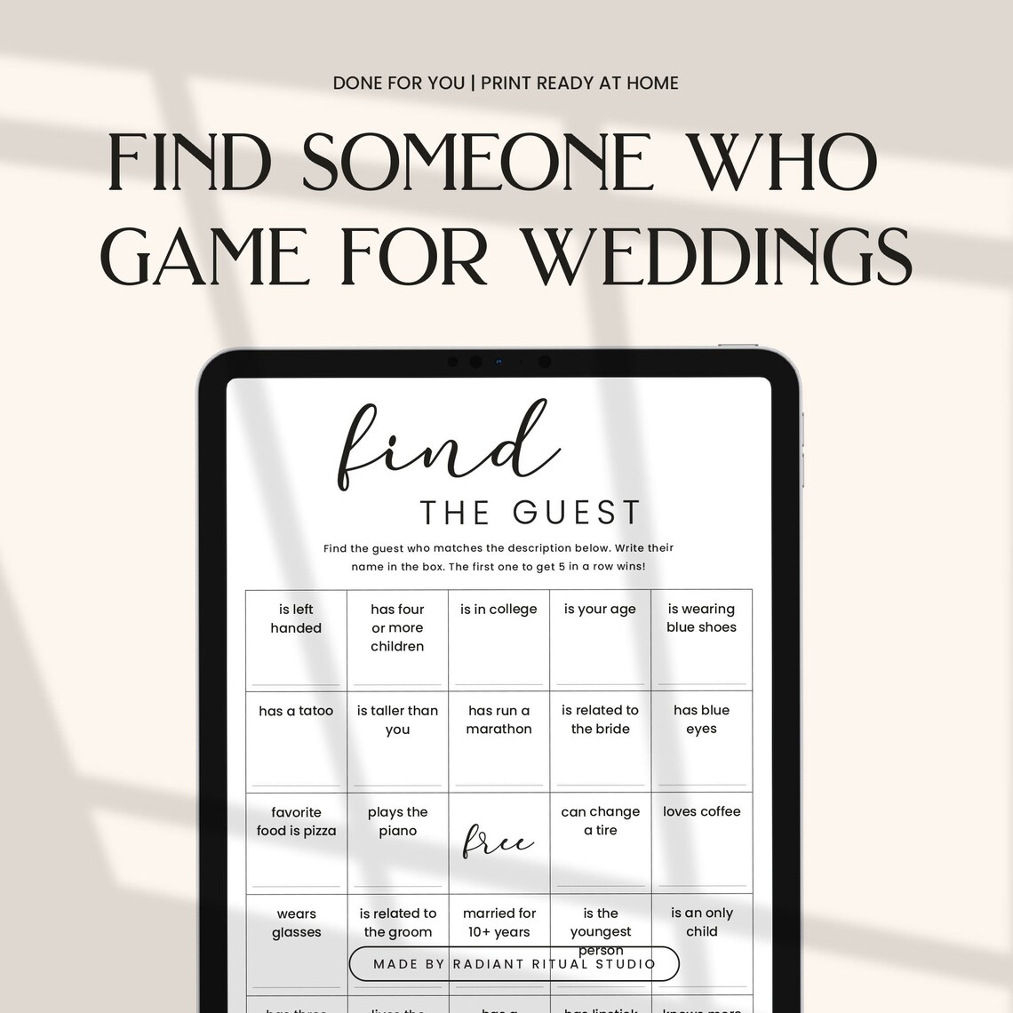 Get to Know You Bingo, Editable Template, Find the Guest Bingo, Fun ...