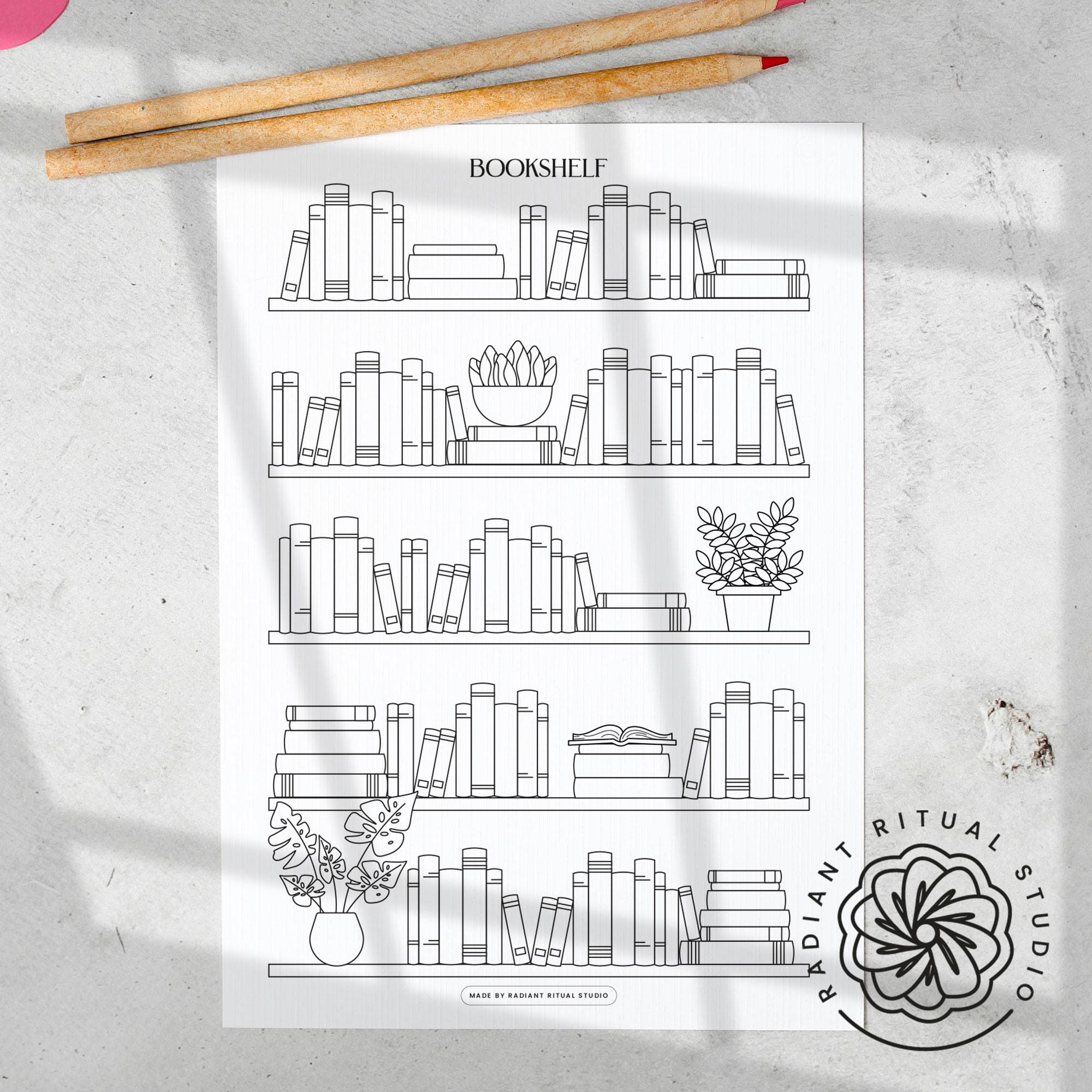 Printable Coloring Bookshelf Tracker: Reading Log (digital Download) - Etsy