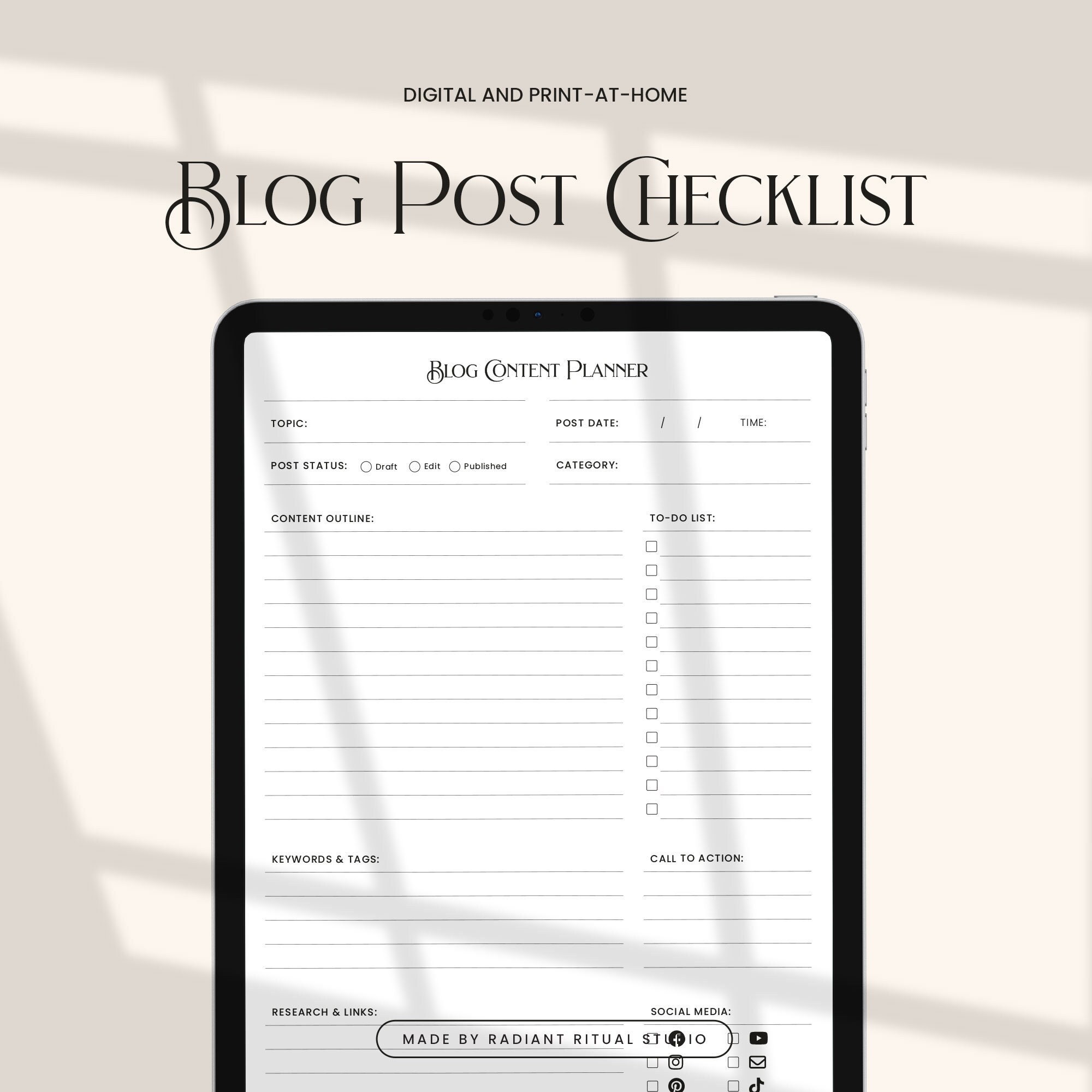 Blog Post Checklist, Blogging Planner, Instant Download Pdf, Blog ...
