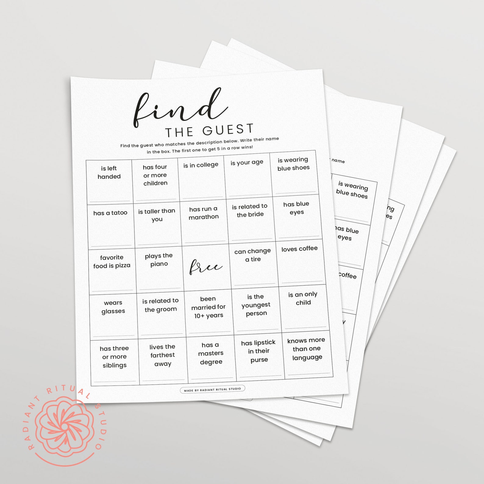 Get to Know You Bingo, Editable Template, Find the Guest Bingo, Fun ...