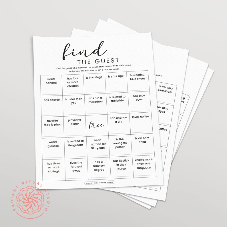 Get to Know You Bingo, Editable Template, Find the Guest Bingo, Fun ...