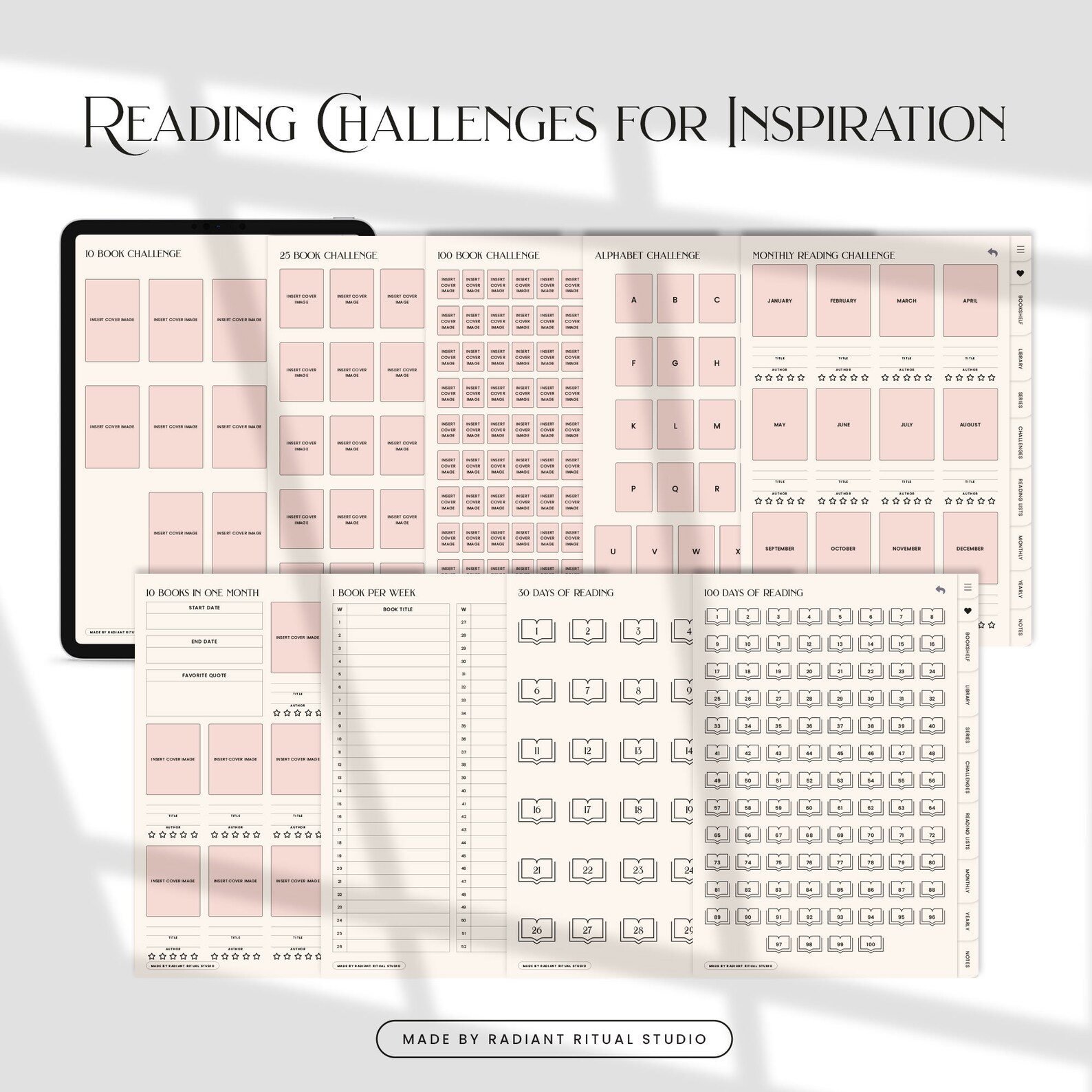 Digital Book Journal Reading Challenge Tracker, Printable Reading Log ...
