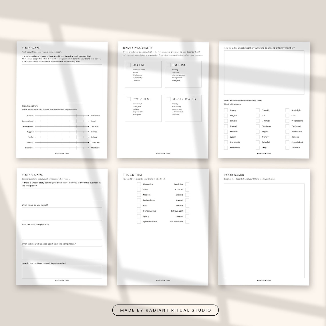 Brand Identity Questionnaire Template: Adobe Express & Indesign (PDF ...