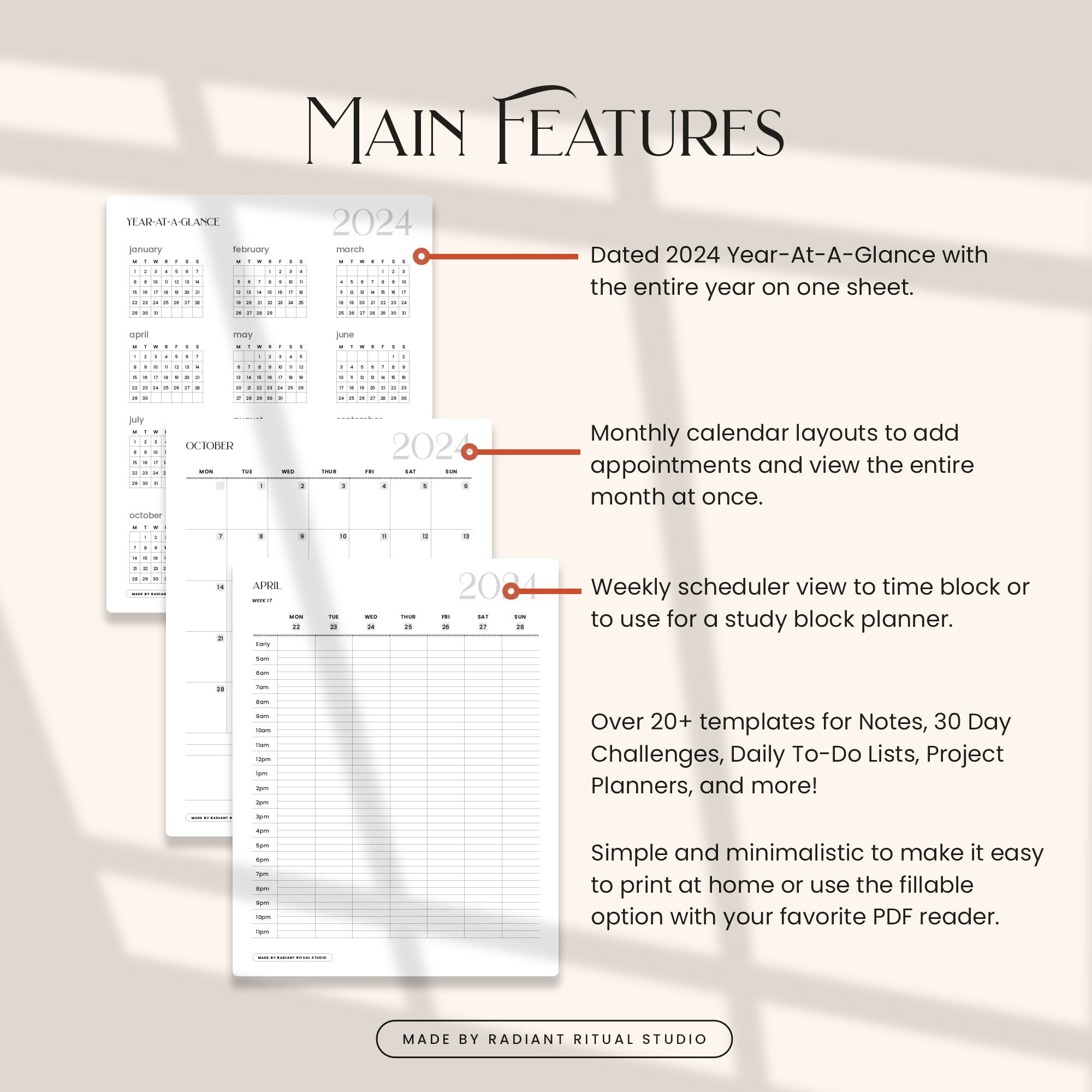 2024 Monthly and Weekly Planner 2024 Calendar Weekly - Etsy