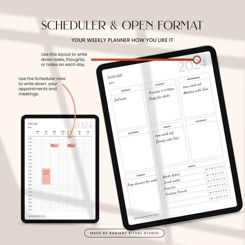2024 Monthly and Weekly Planner 2024 Calendar Weekly - Etsy