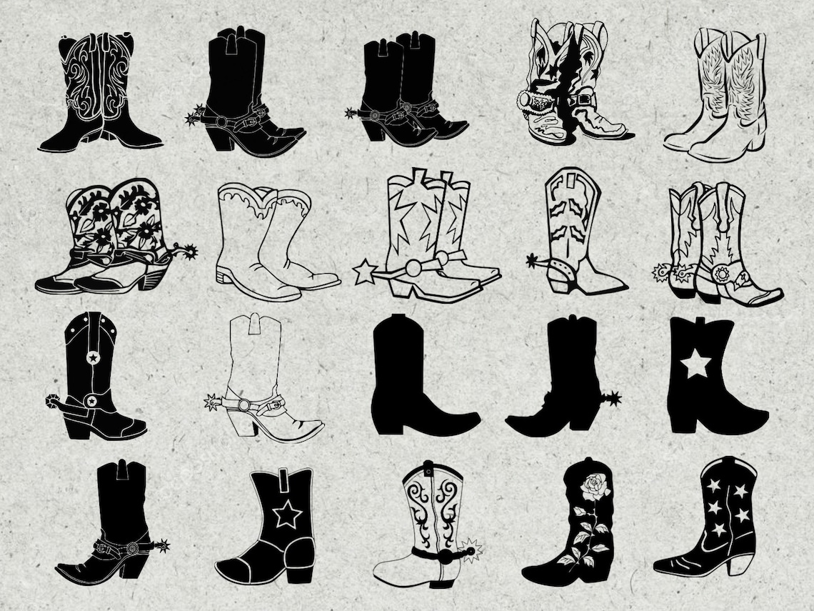 Botas de vaquero svg bundle, vaquera botas svg, botas de vaquero svg ...
