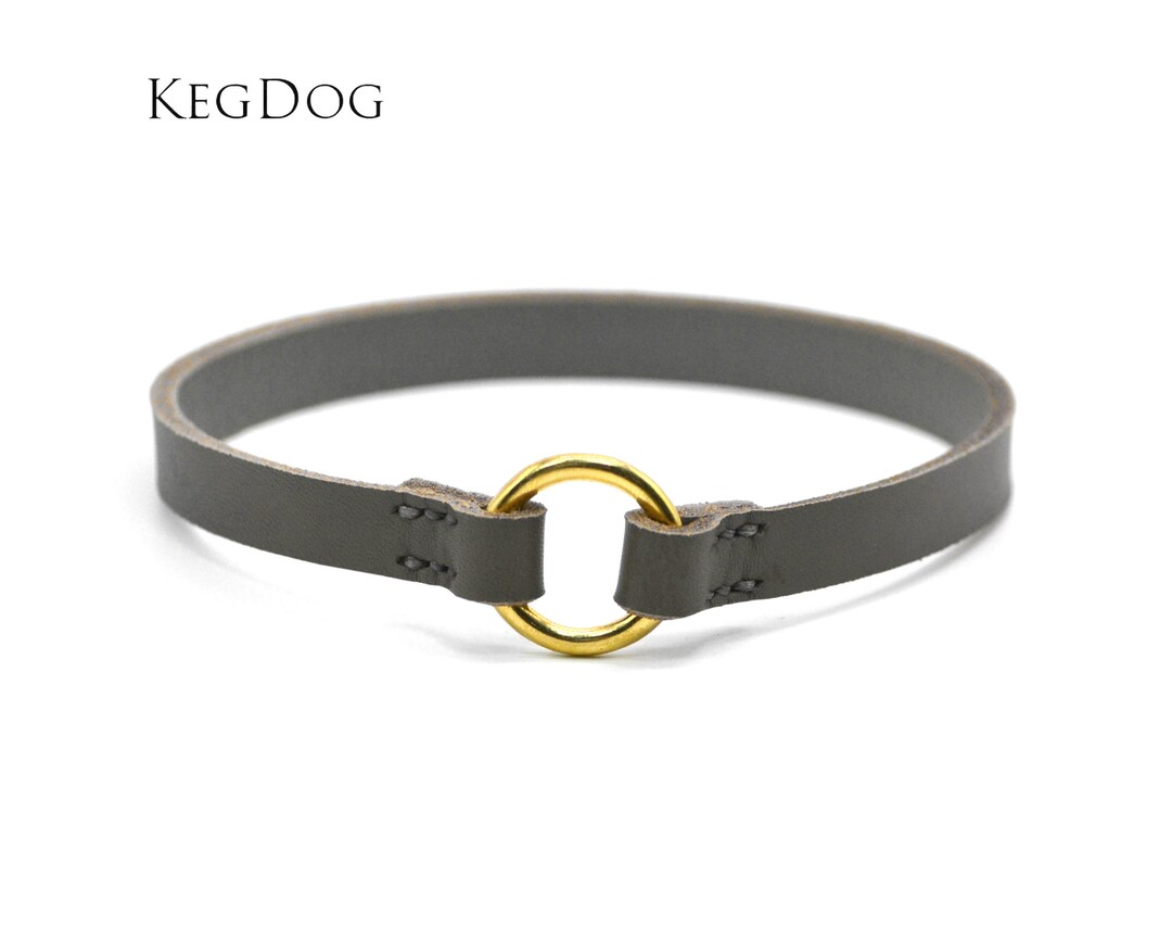 Stitched Leather House Collar - Thin Dog Collar - Tag Collar - ID Dog ...