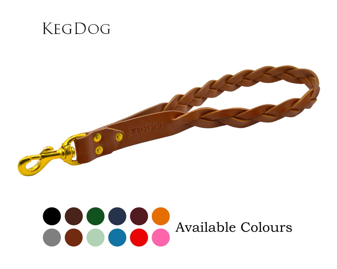 Braided Leather Traffic Loop Short Dog Lead - Etsy