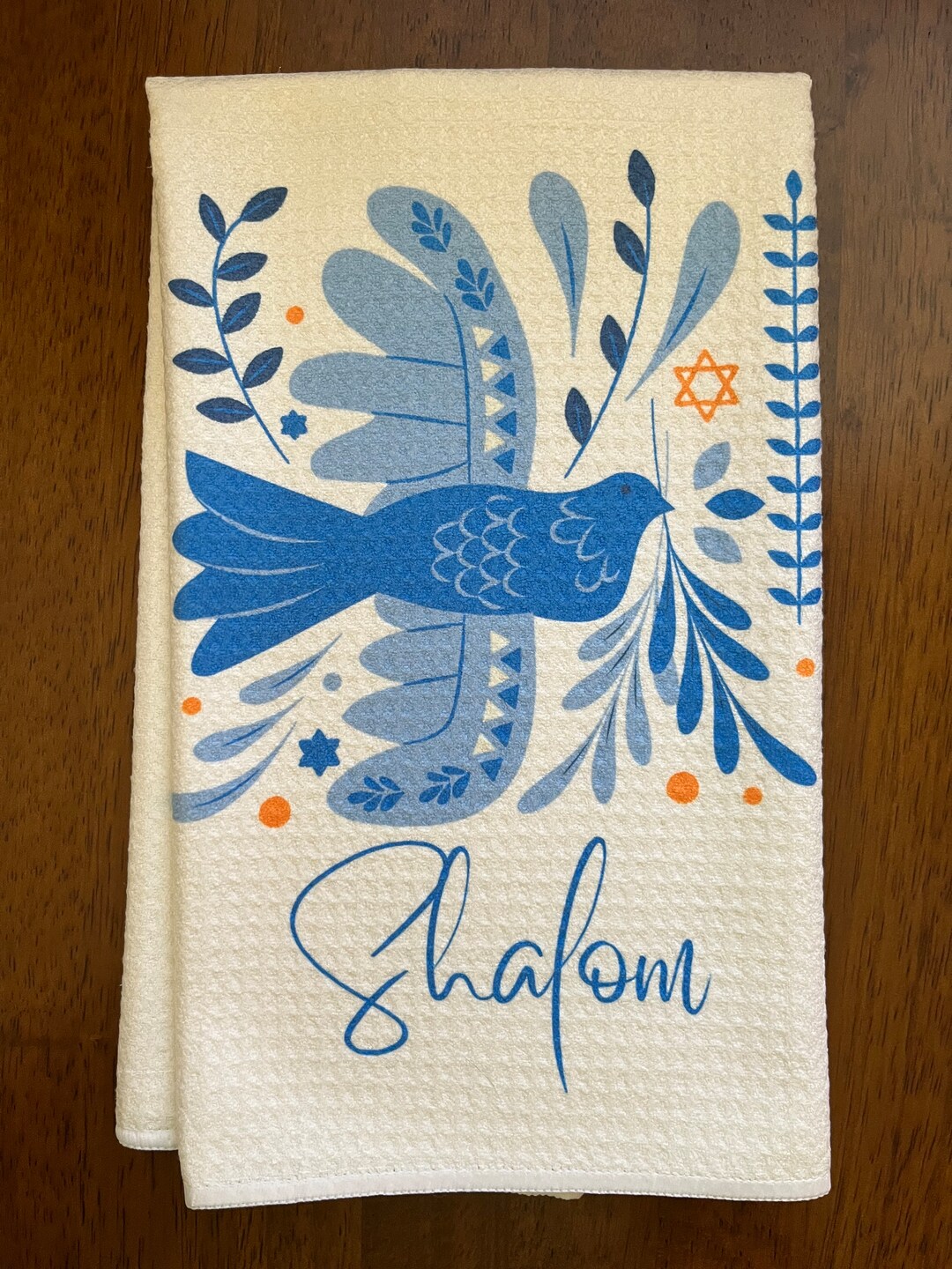 Shalom Hebrew Peace and Health Jewish Design White Decorative Waffle ...