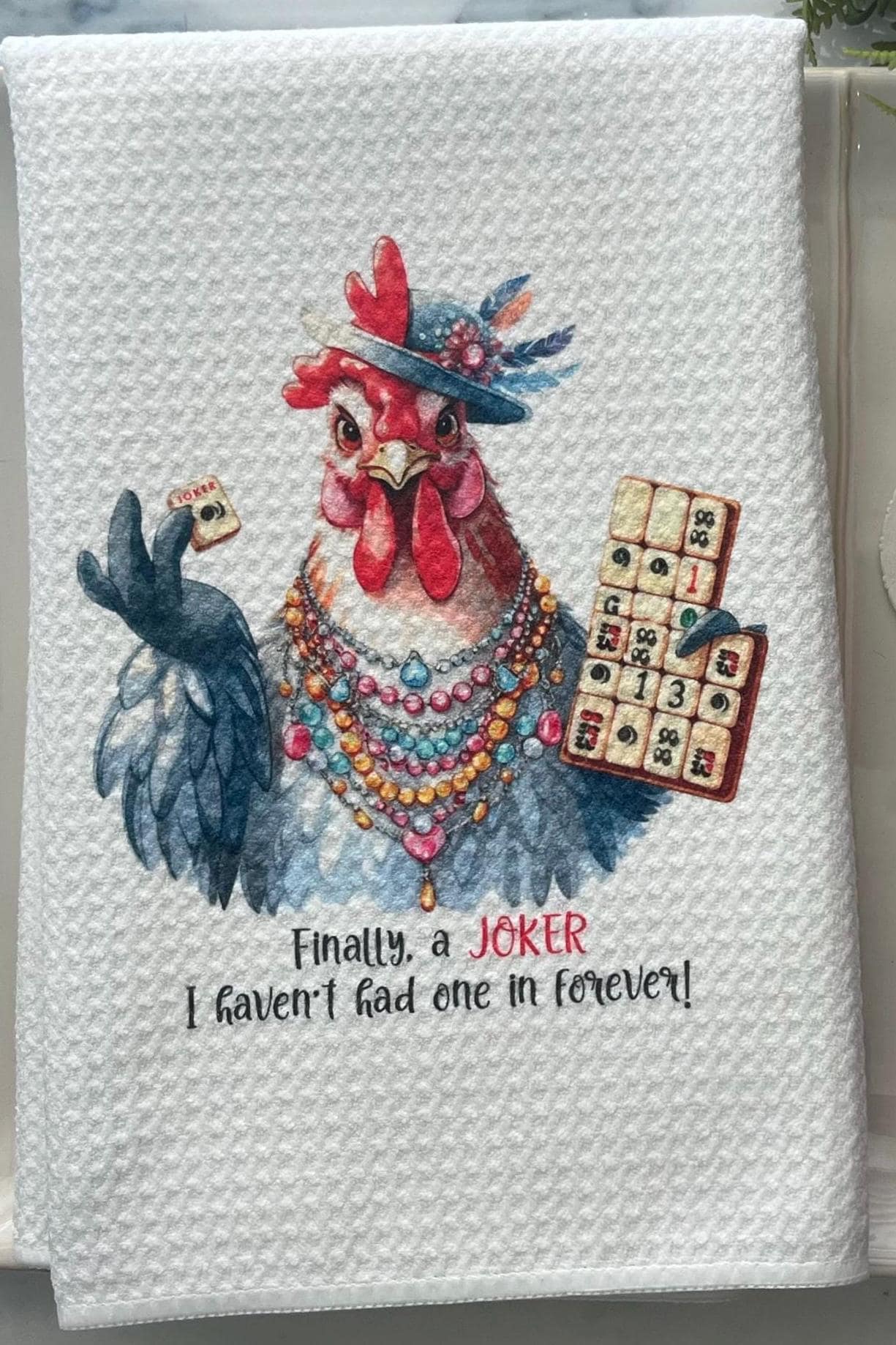 Mahjong Game Finally A Joker Kitchen Tea Towel | Hostess or ...
