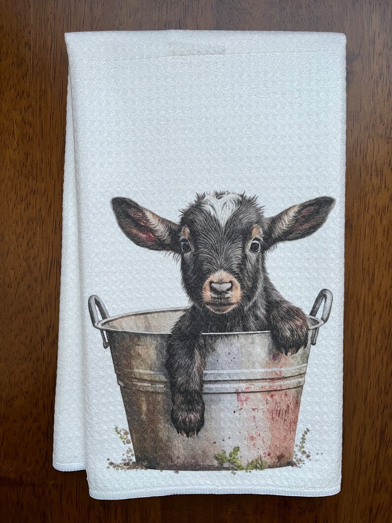 Lil Goat Mahomes in Pail White Decorative Printed Waffle Kitchen Bath ...