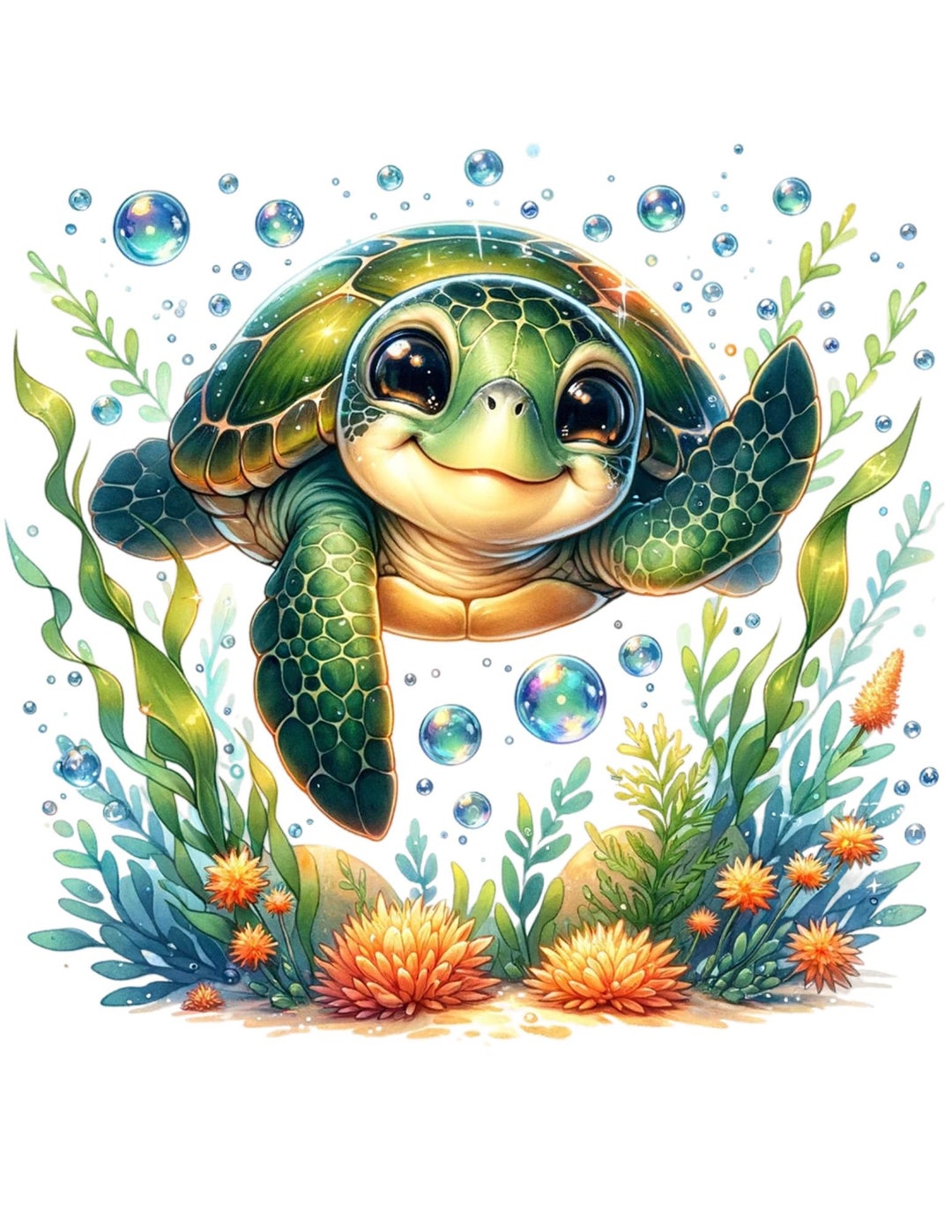 Happy Swimming Turtle White Decorative Waffle Kitchen Bath Tea Towel - Etsy