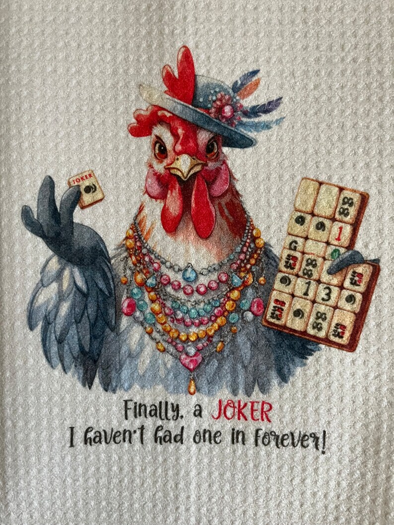 Mahjong Game Finally A Joker Kitchen Tea Towel | Hostess or ...