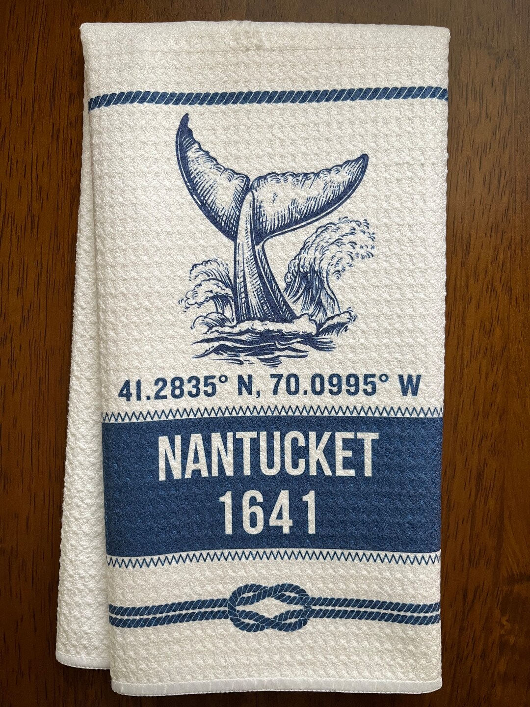 Nantucket Nautical White Decorative Waffle Weave Souvenir Tea (1) Towel ...