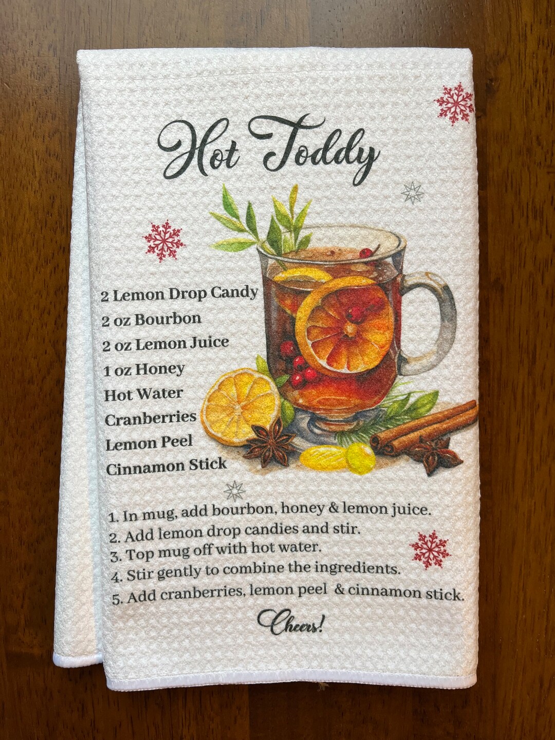 Hot Toddy With Drink Recipe White Decorative Printed Waffle Kitchen ...