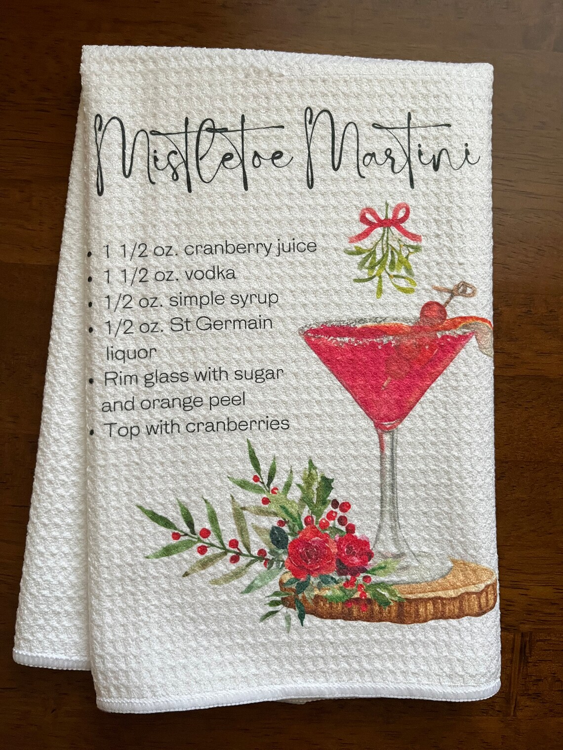 Mistletoe Martini With Drink Recipe White Decorative Printed Waffle ...