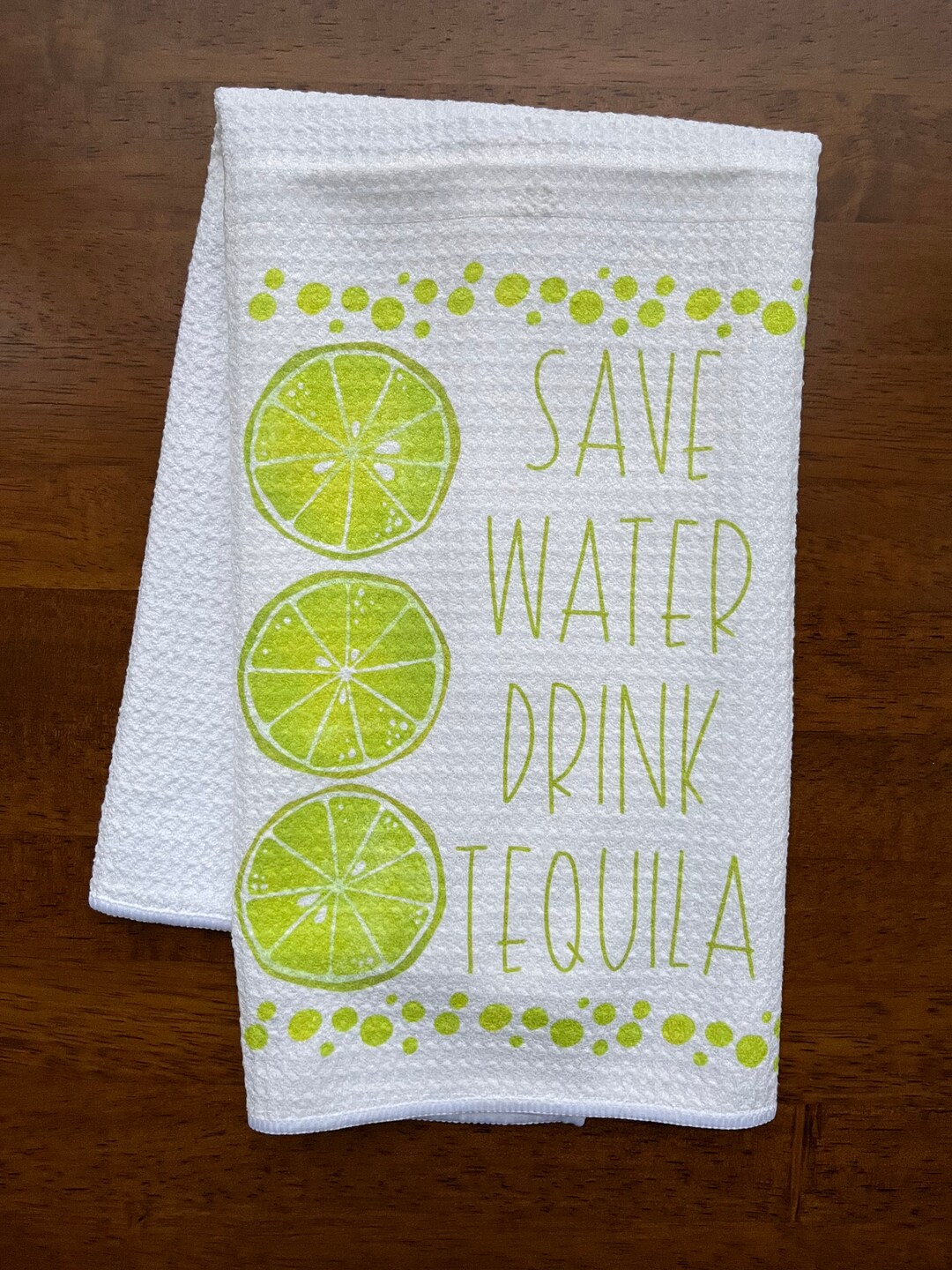 Save Water Drink Tequila White Decorative Waffle Kitchen Bath Tea Towel ...