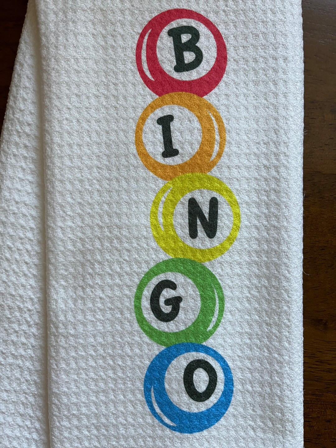 Bingo Balls White Decorative Printed Waffle Kitchen Tea Towel - Etsy