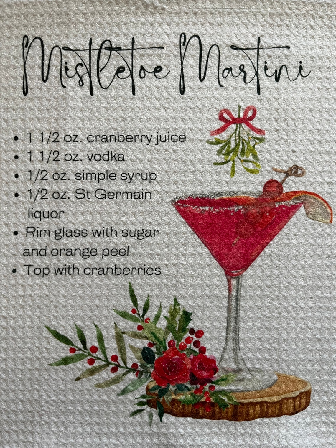 Mistletoe Martini With Drink Recipe White Decorative Printed Waffle ...
