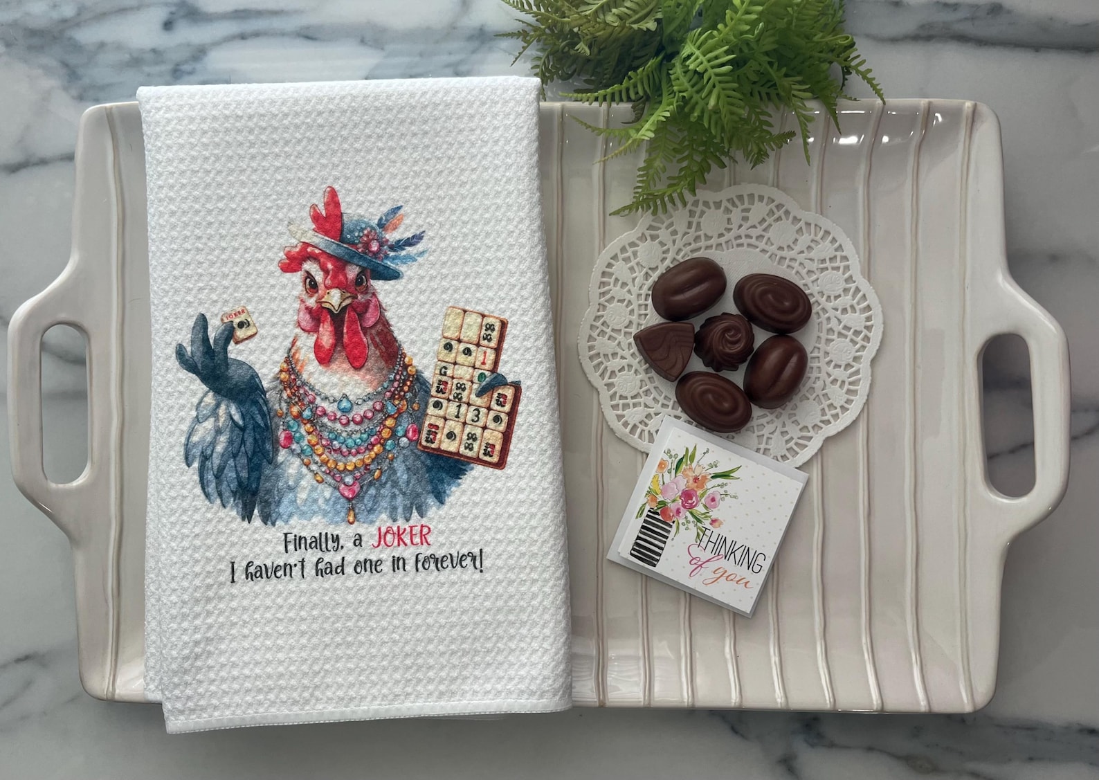 Mahjong Game Finally A Joker Kitchen Tea Towel | Hostess or ...
