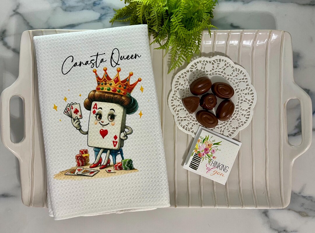 Canasta Queen Card Game Kitchen Tea Towel | Hostess or Housewarming ...