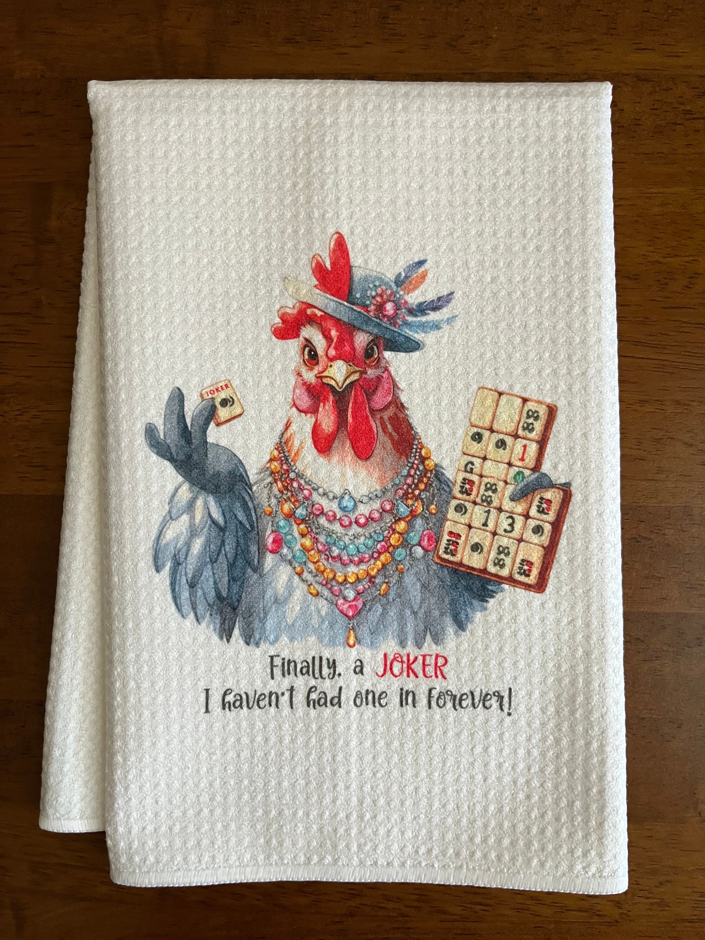 Mahjong Game Finally A Joker Kitchen Tea Towel | Hostess or ...
