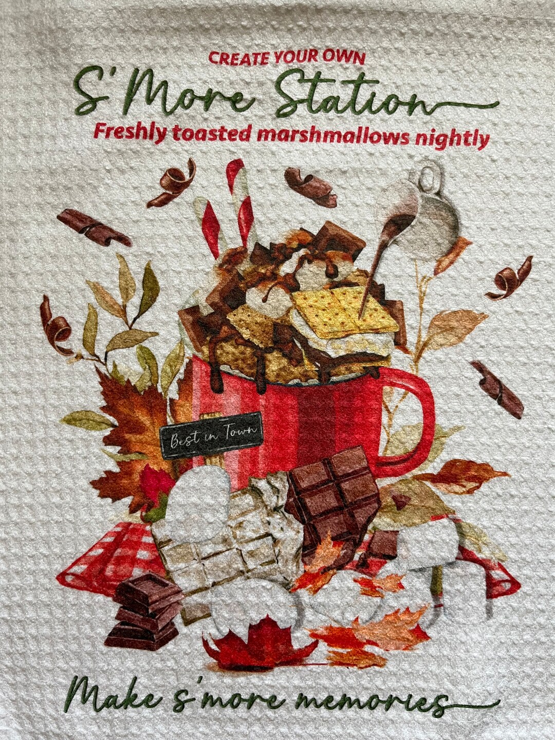 Smores Time White Decorative Printed Waffle Kitchen Bath Tea Towel - Etsy