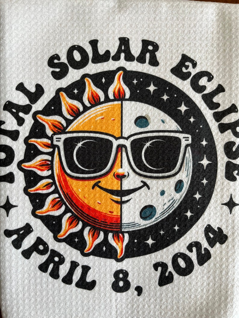 Solar Eclipse April 8 2024 White Decorative Waffle Weave Kitchen ...