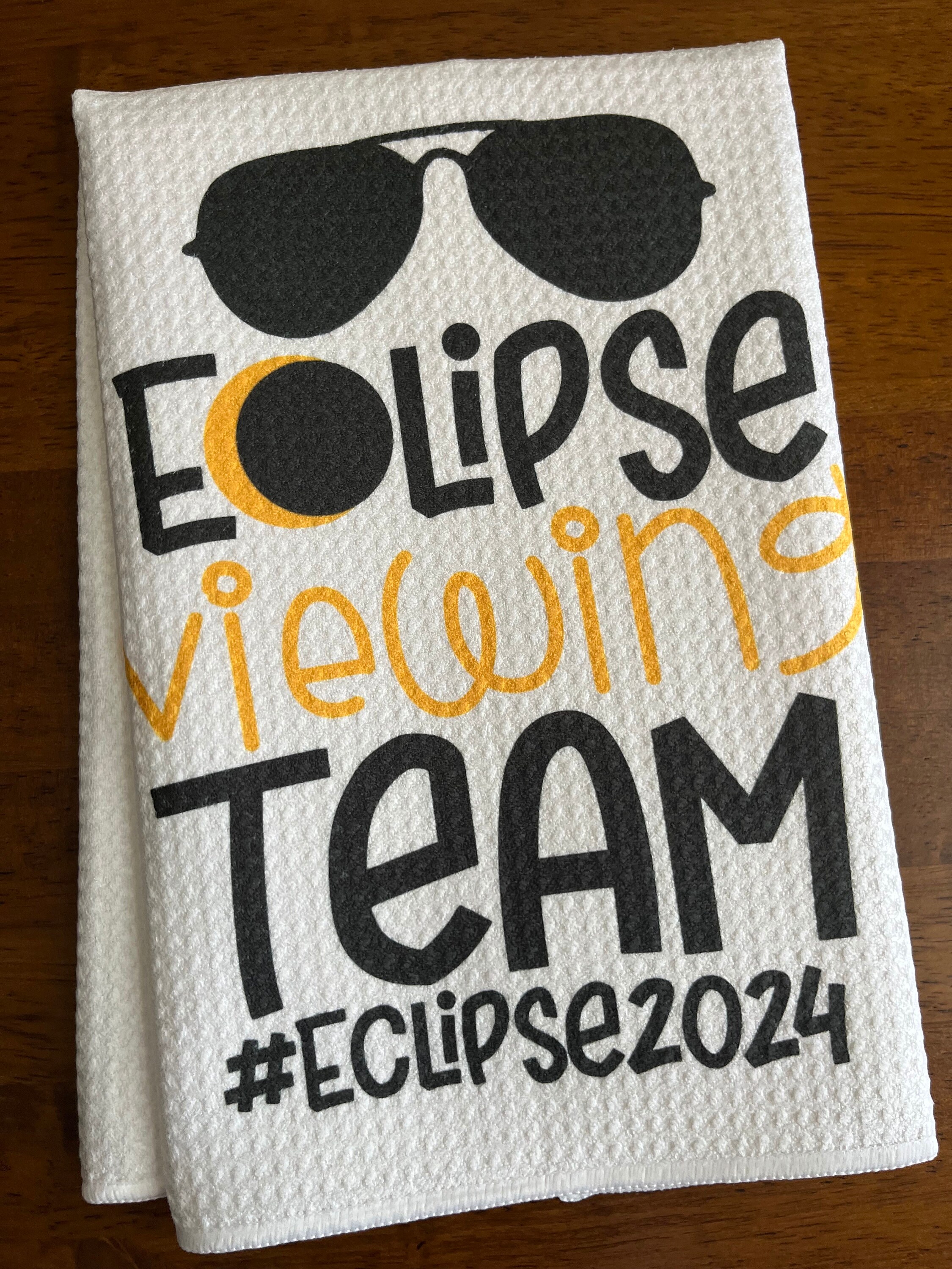 2024 Solar Eclipse Viewing Team April 8 White Decorative Waffle Weave ...