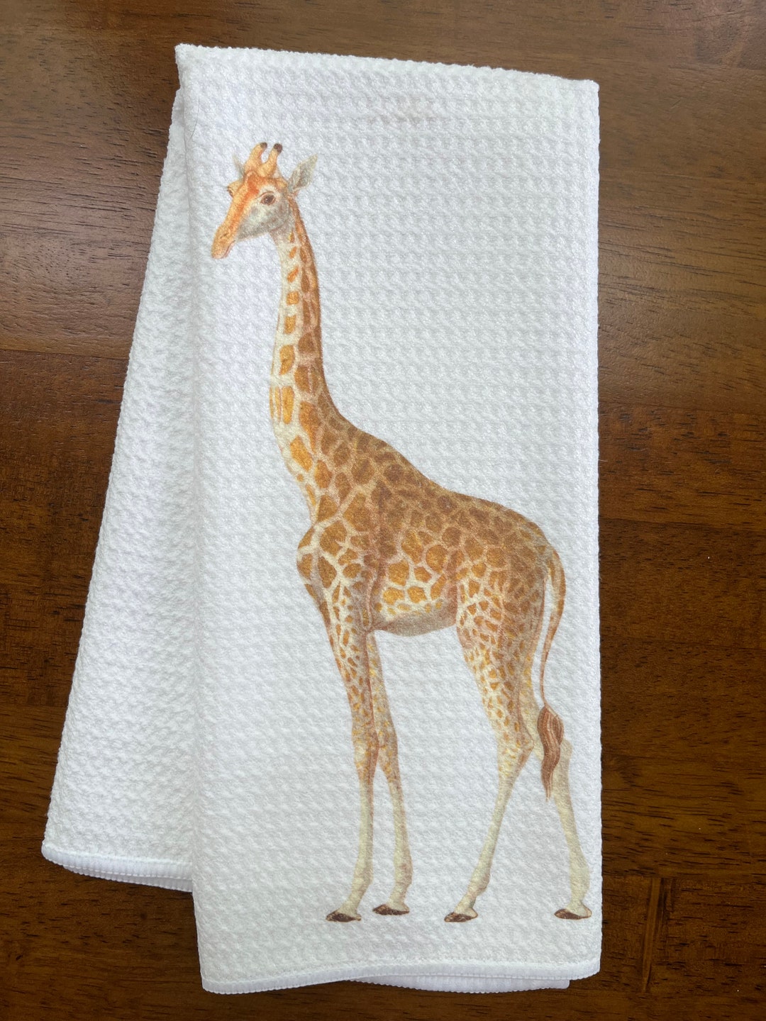 Giraffe White Decorative Waffle Tea Towel Design - Etsy