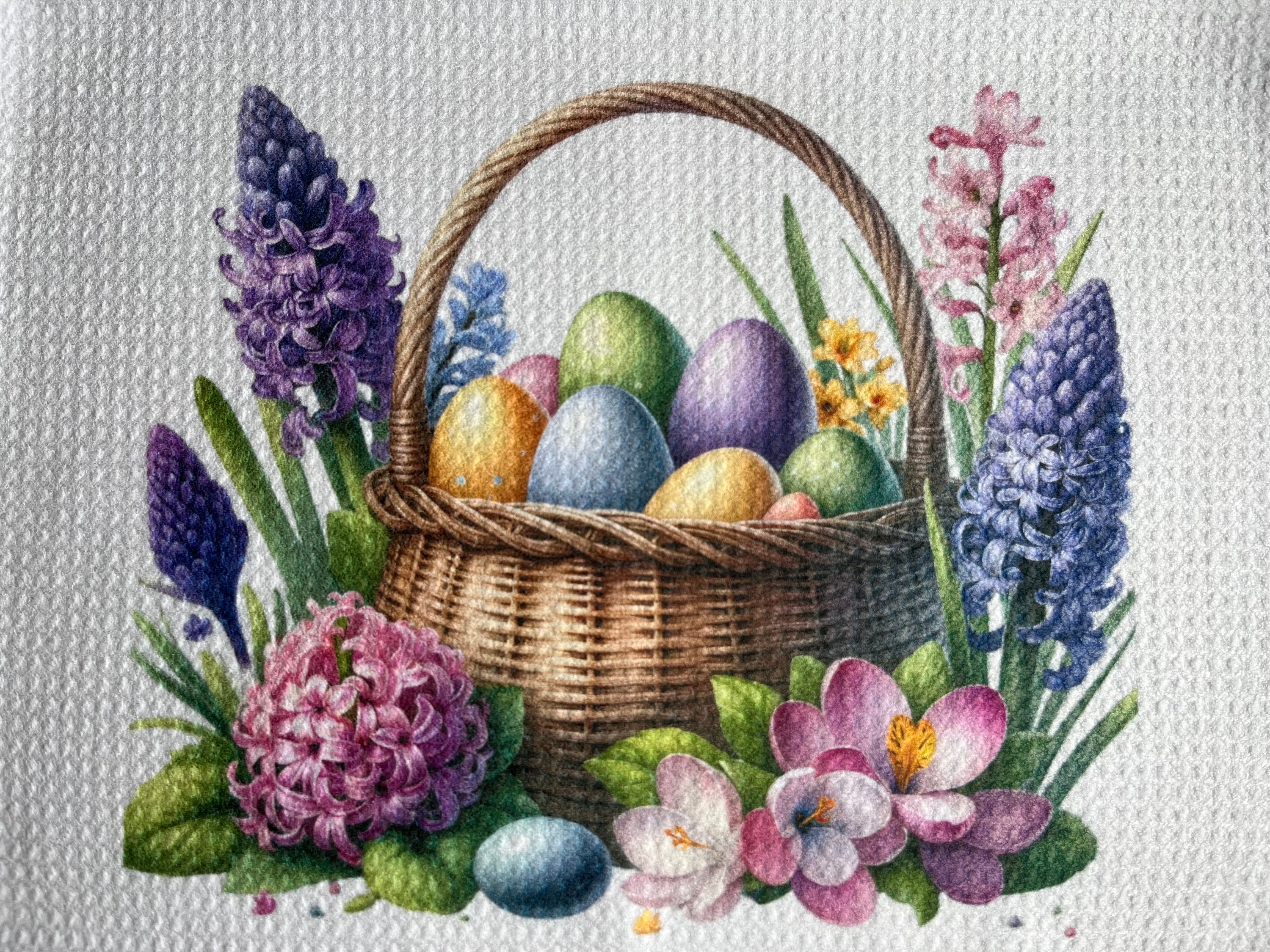 Easter Basket With Eggs and Flowers White Waffle Kitchen/bathroom ...