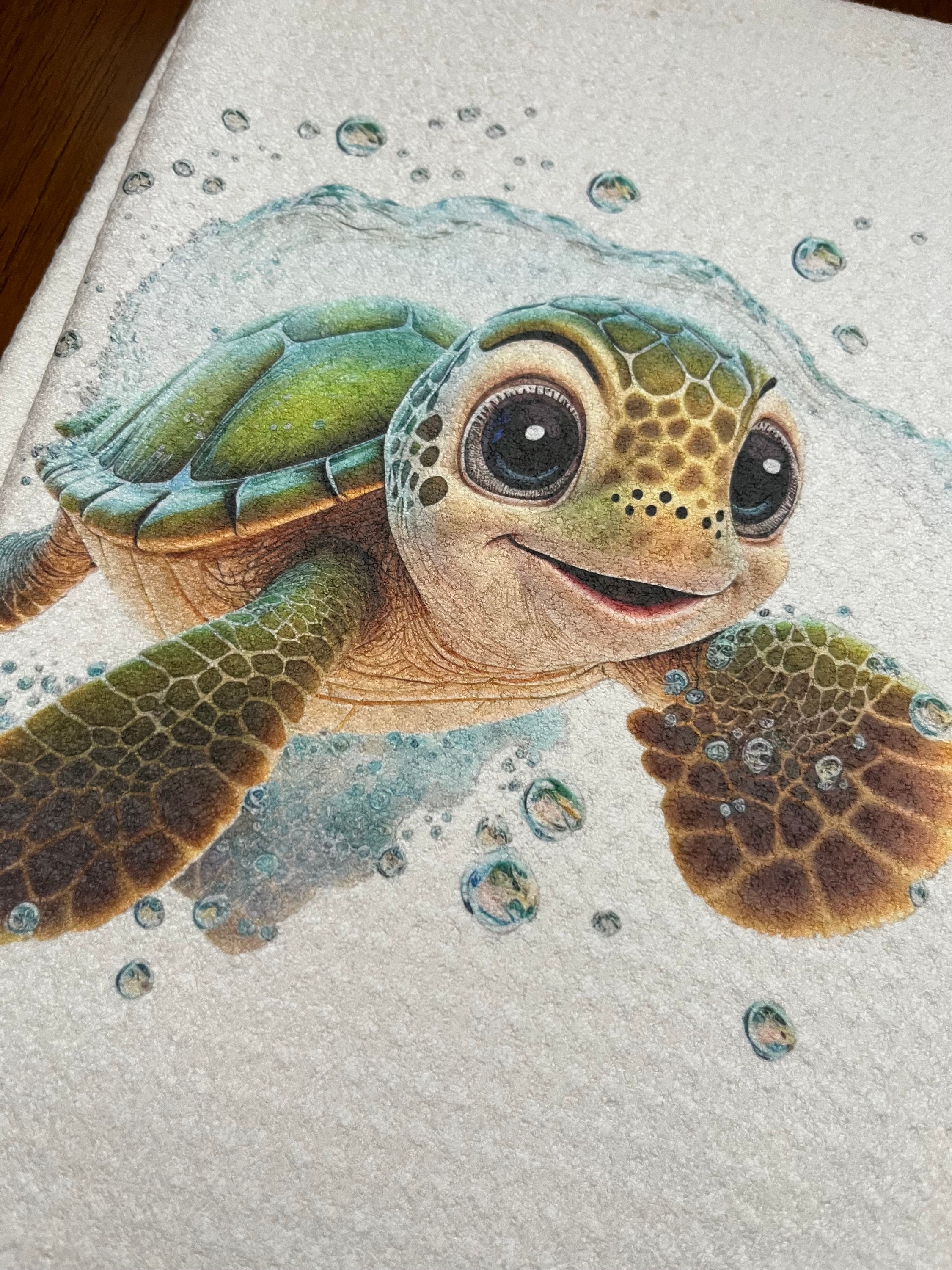 Bubbles Baby Sea Turtle White Decorative Waffle Kitchen Bath Tea Towel ...