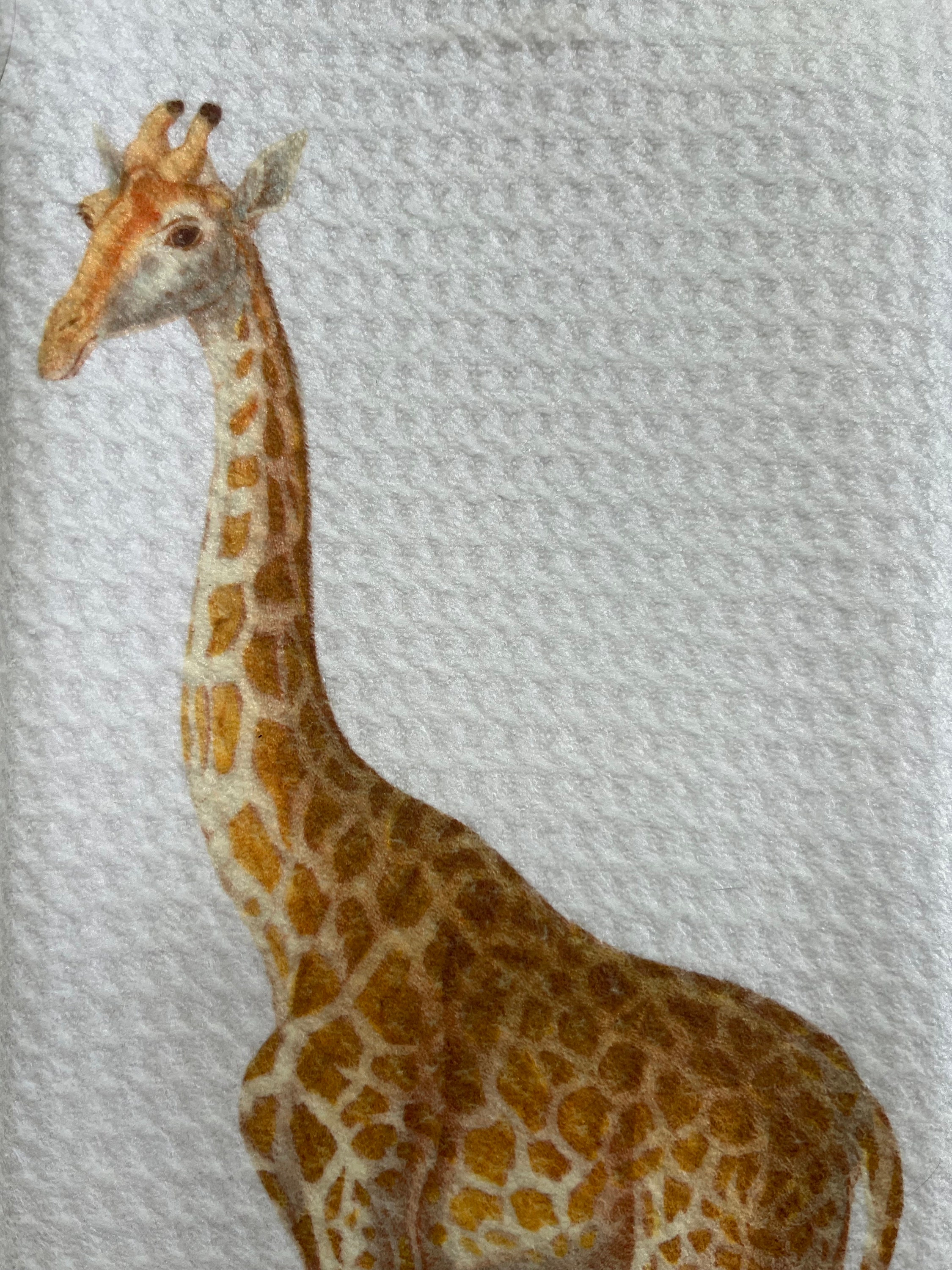 Giraffe White Decorative Waffle Tea Towel Design - Etsy