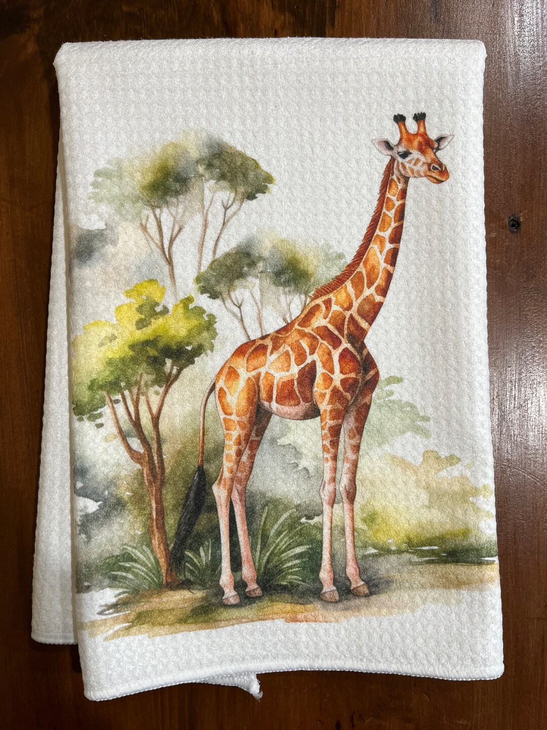 Giraffe in the Wild White Decorative Printed Waffle Kitchen Bath Tea ...