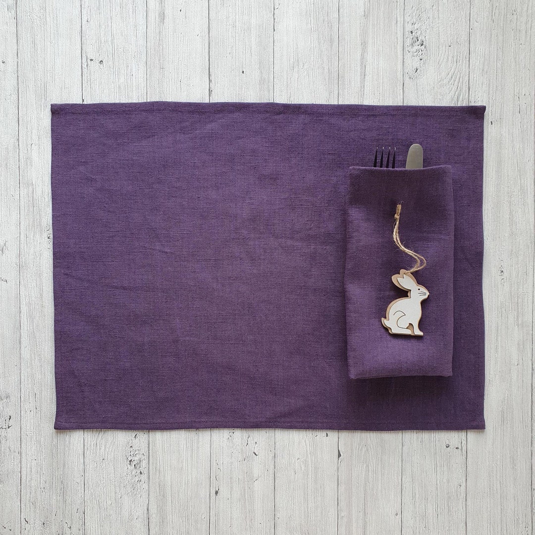 Purple Placemats, Linen Place Mats for Dining Tables - Natural Washable ...