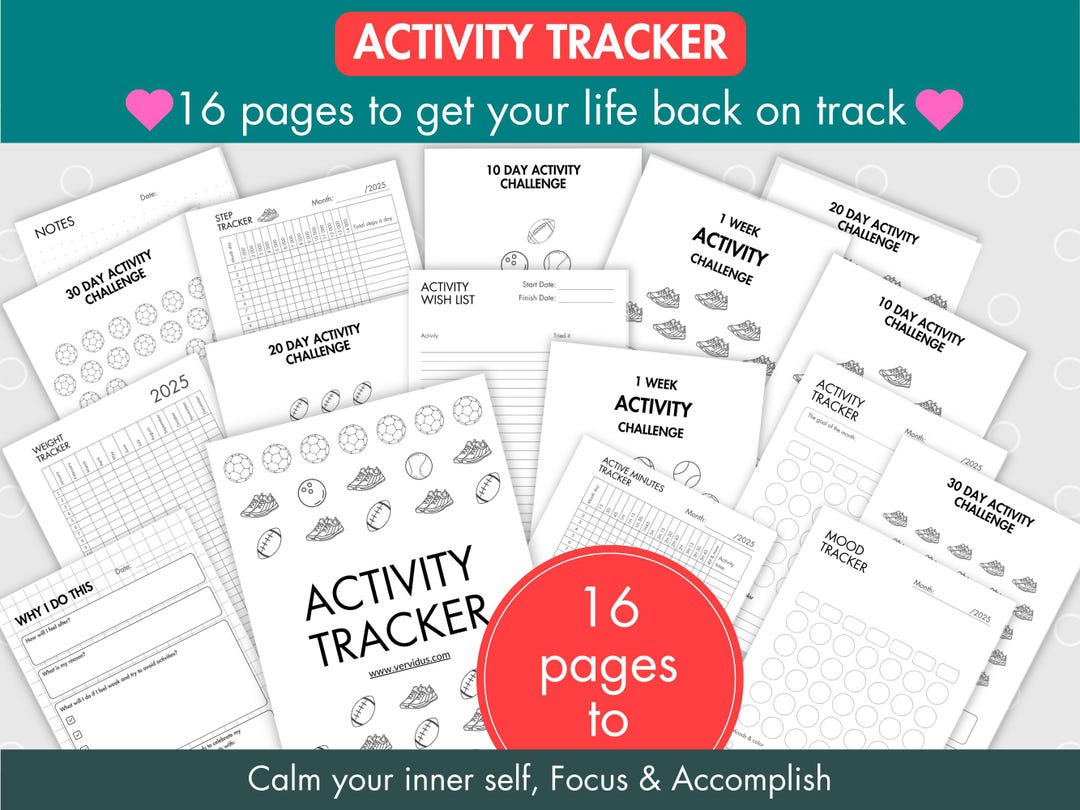 Activity Tracker Printable for Colorful Habits, Fitness, Steps, Weight ...