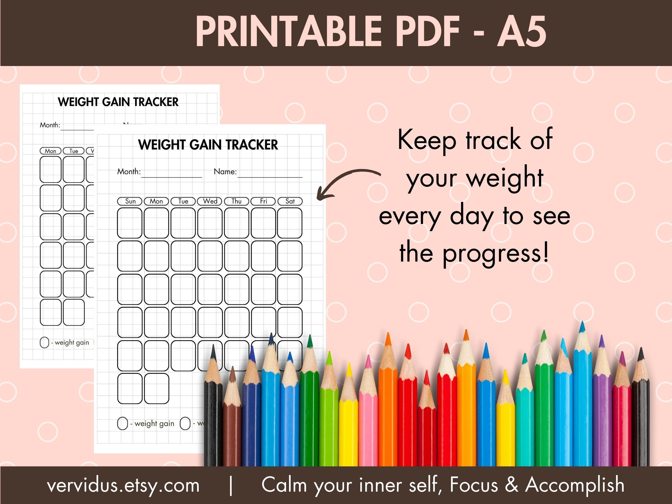 Weight GAIN Tracker, Daily Weight Tracker for a Month, How to Gain ...