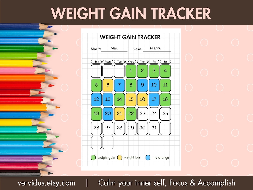 Weight GAIN Tracker, Daily Weight Tracker for a Month, How to Gain ...