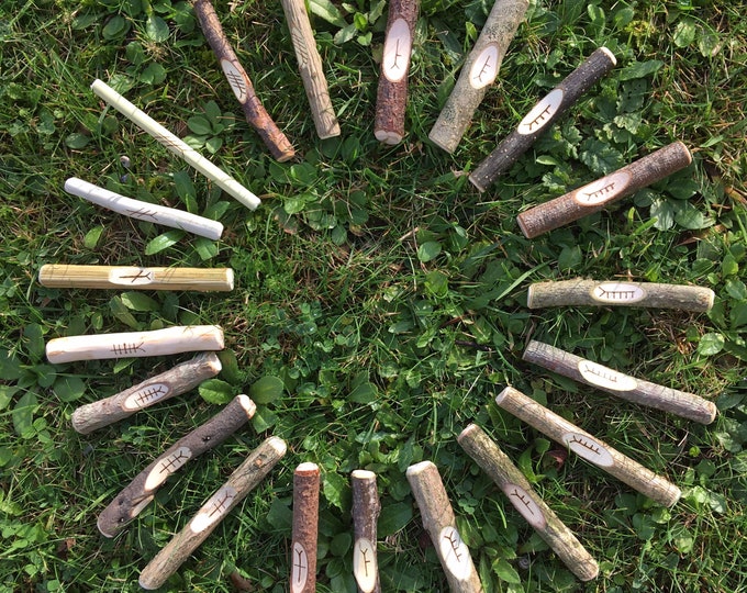 20 Celtic Tree Ogham Staves Made With Corresponding Woods With Pouch ...