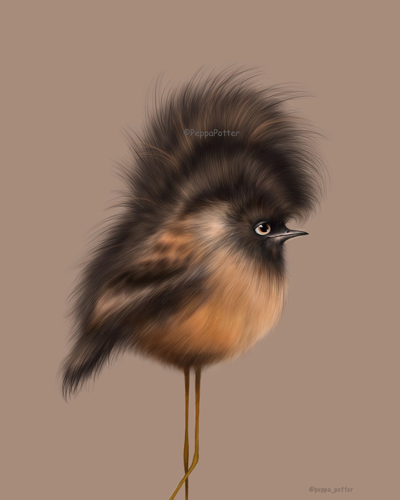 Modern Bird Illustration Dill Bird Art Print Brown Bird - Etsy