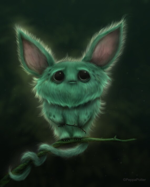 Glowing Green Creature Art Print 8 X 10 Inch | Etsy